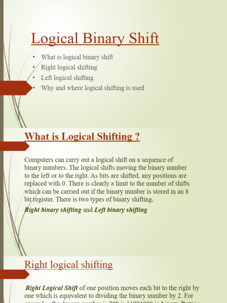 Logical Binary Shift Pdf