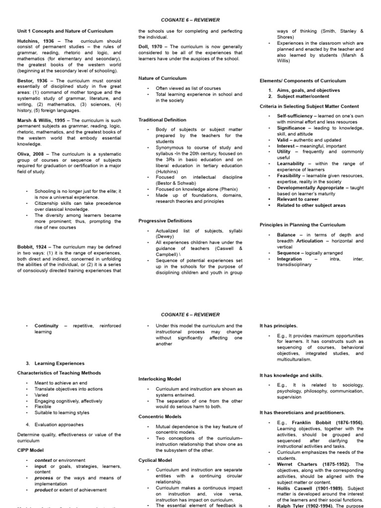 Cognate 6 Reviewer | Download Free PDF | Curriculum | Learning