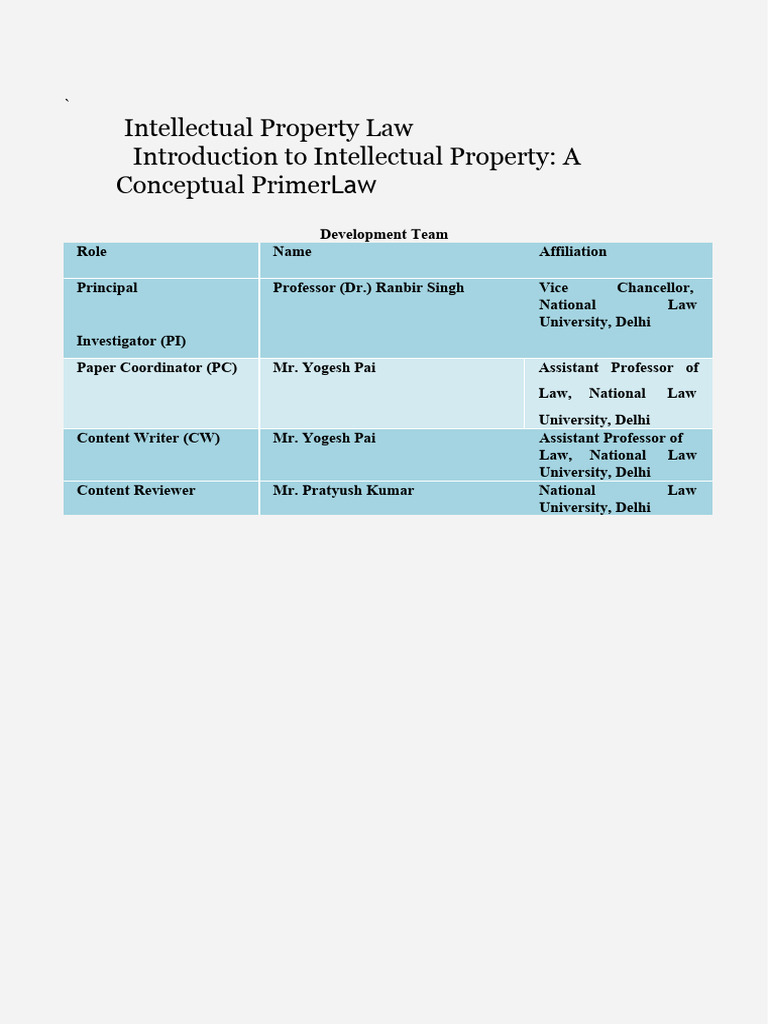 Introduction to Intellectual Property Law | PDF | Intellectual Property ...
