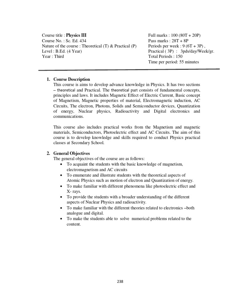 Physics III Course Overview and Objectives | PDF | Inductance ...