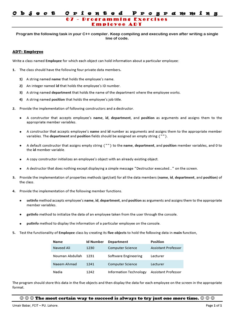 ADT Employee | PDF | Method (Computer Programming) | Programming