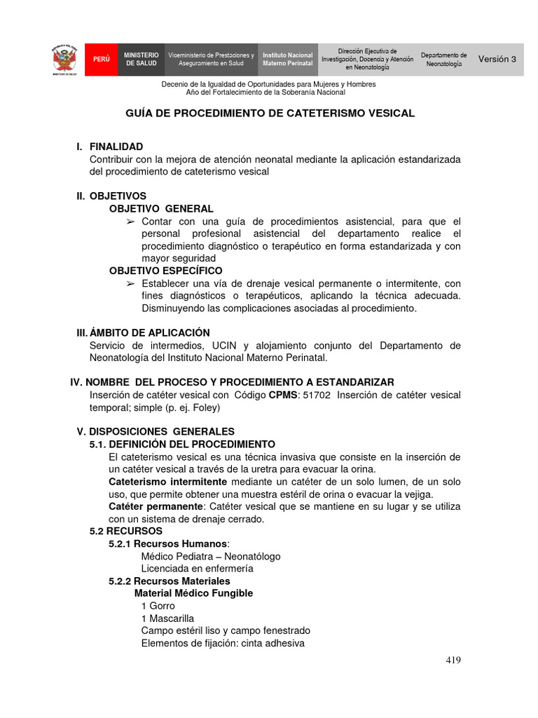 5 - Guía de Procedimiento de Cateterismo Vesical | PDF | Urología ...
