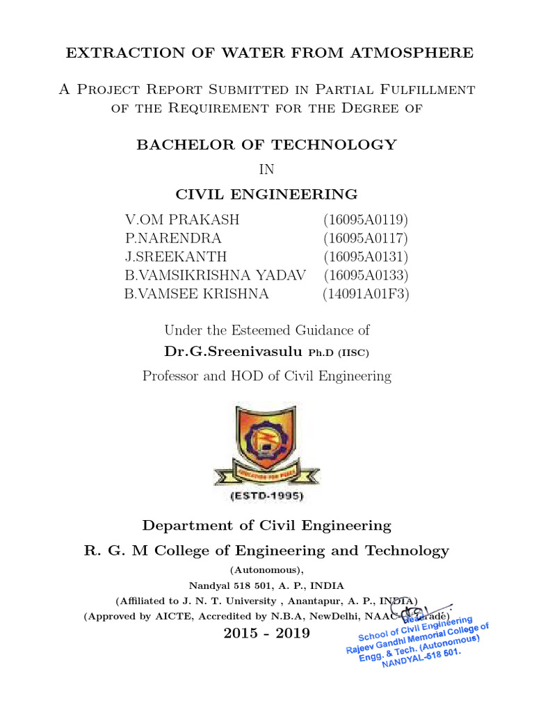 2018-19_Extraction of Water From Atmosphere | PDF | Water | Welding