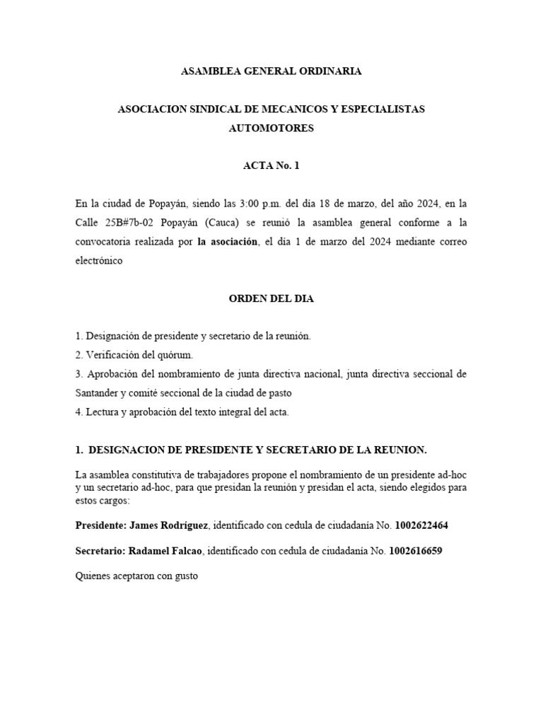 Eleccio Junta Directiva | PDF | Documento de identidad | Gobierno