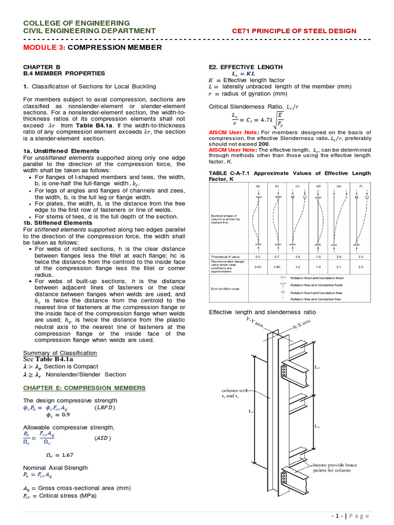 Compression Members | PDF | Buckling | Mechanical Engineering