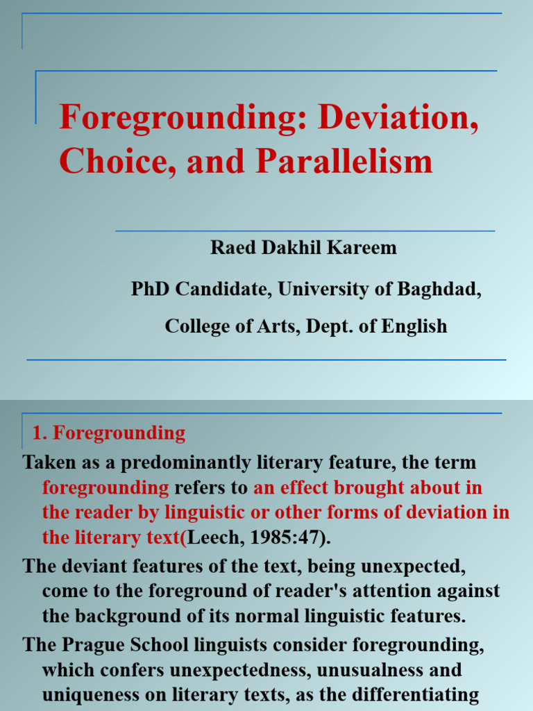 Foregrounding: Deviation and Types | PDF | Word | Morphology (Linguistics)