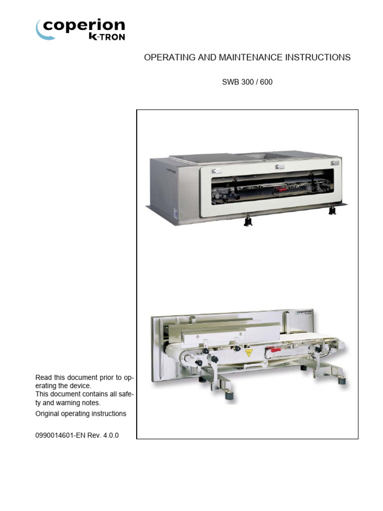 Operating Instructions for SWB 300/600 | PDF | Safety | Belt (Mechanical)