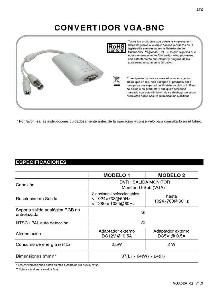 Convertidor Vga - BNC | PDF | Monitor de computadora | Ingeniería Informática