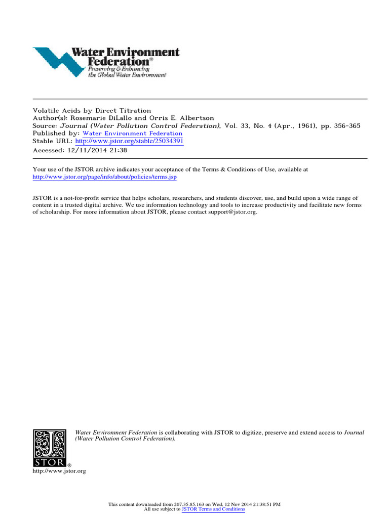 Dokumen - Tips - Volatile Acids by Direct Titration | PDF | Alkalinity | Ph