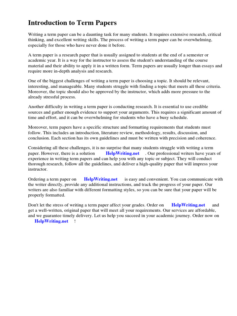 Term Paper Introduction | PDF | Methodology | Motivation