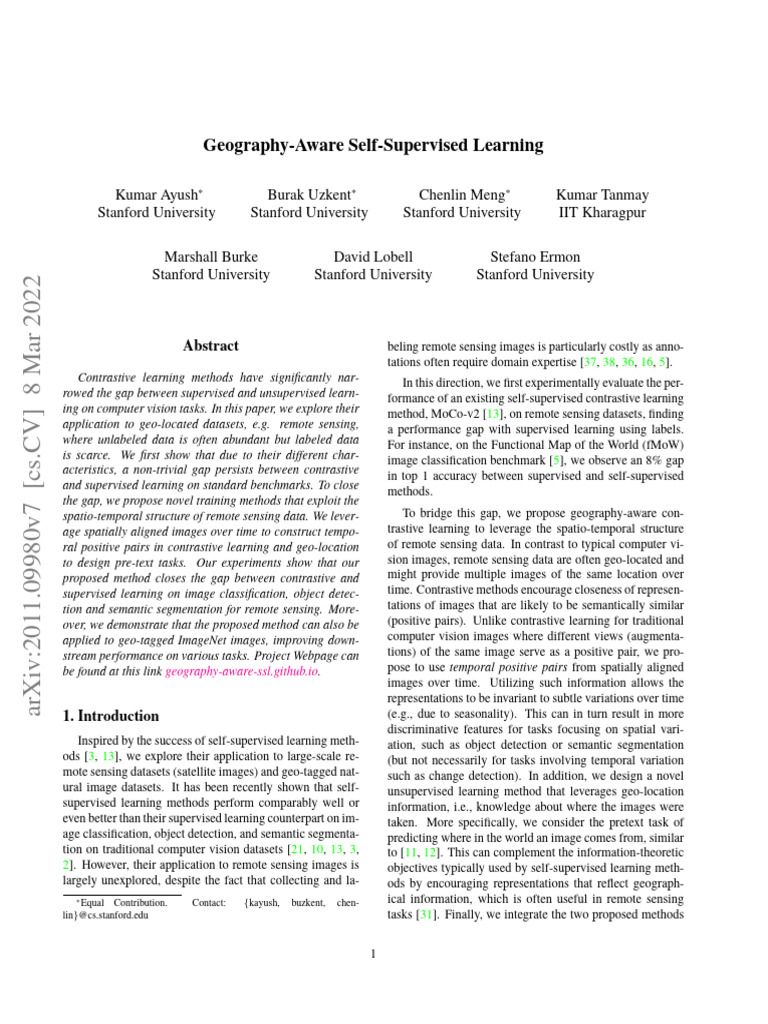 Ayush Et Al. - 2020 - Geography-Aware Self-Supervised Learning | PDF | Image Segmentation ...