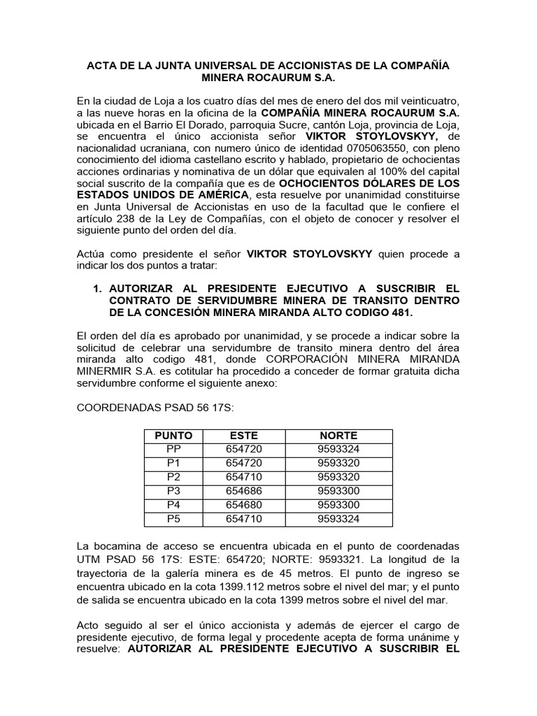 Acta Rocaurum Servidumbre | PDF