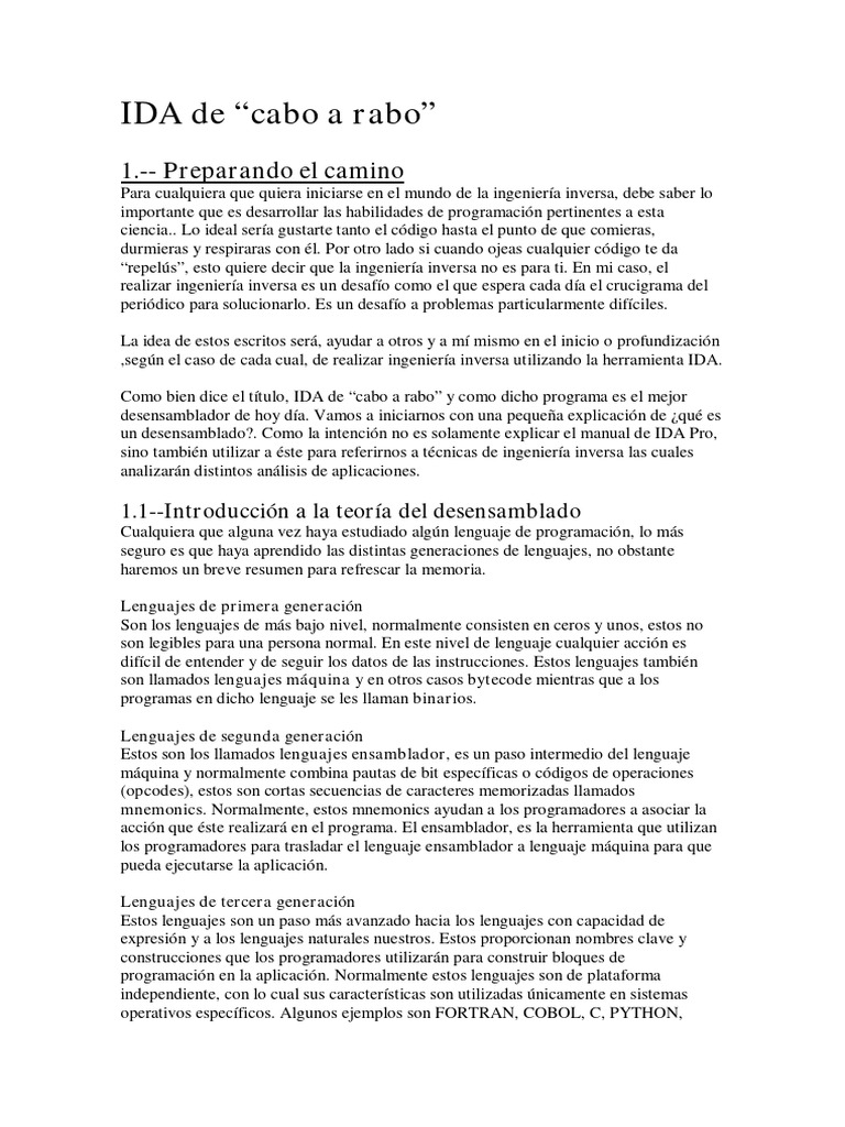 IDA de Cabo A Rabo1 | PDF | Lenguaje de programación | Compilador