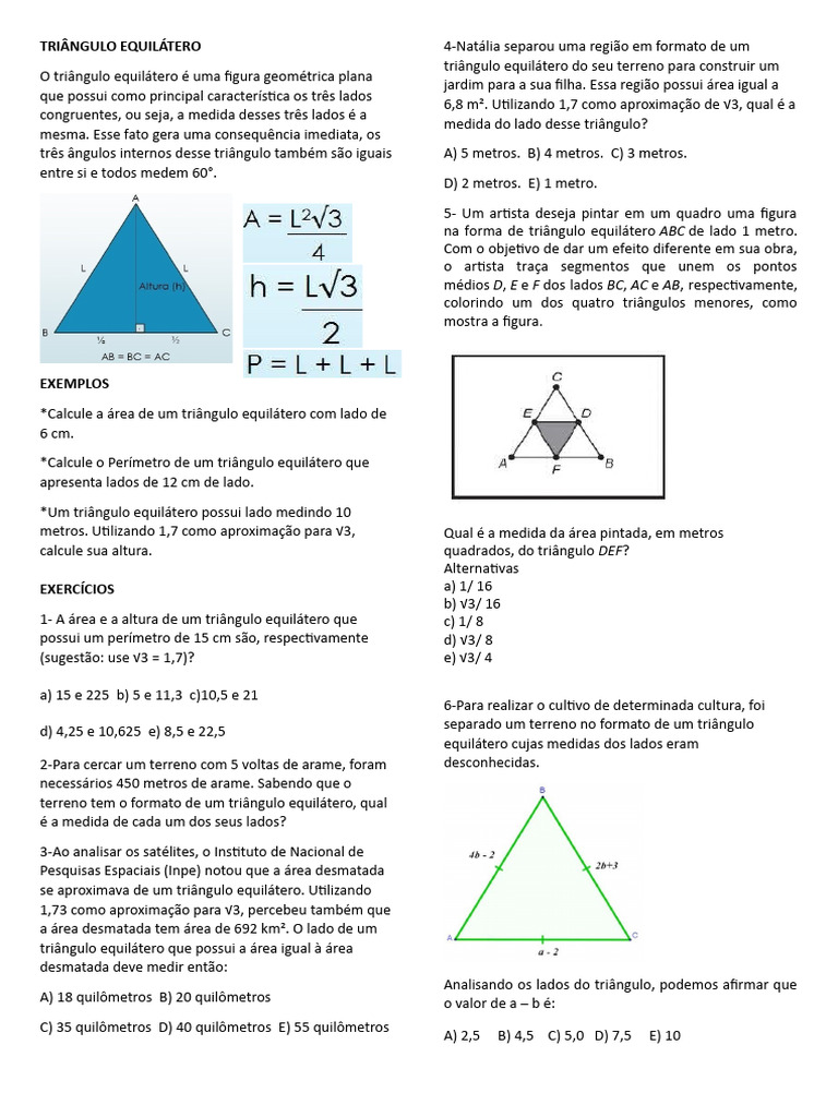 Triângulo Equilátero | PDF | Triângulo | Geometria do Plano Euclidiano