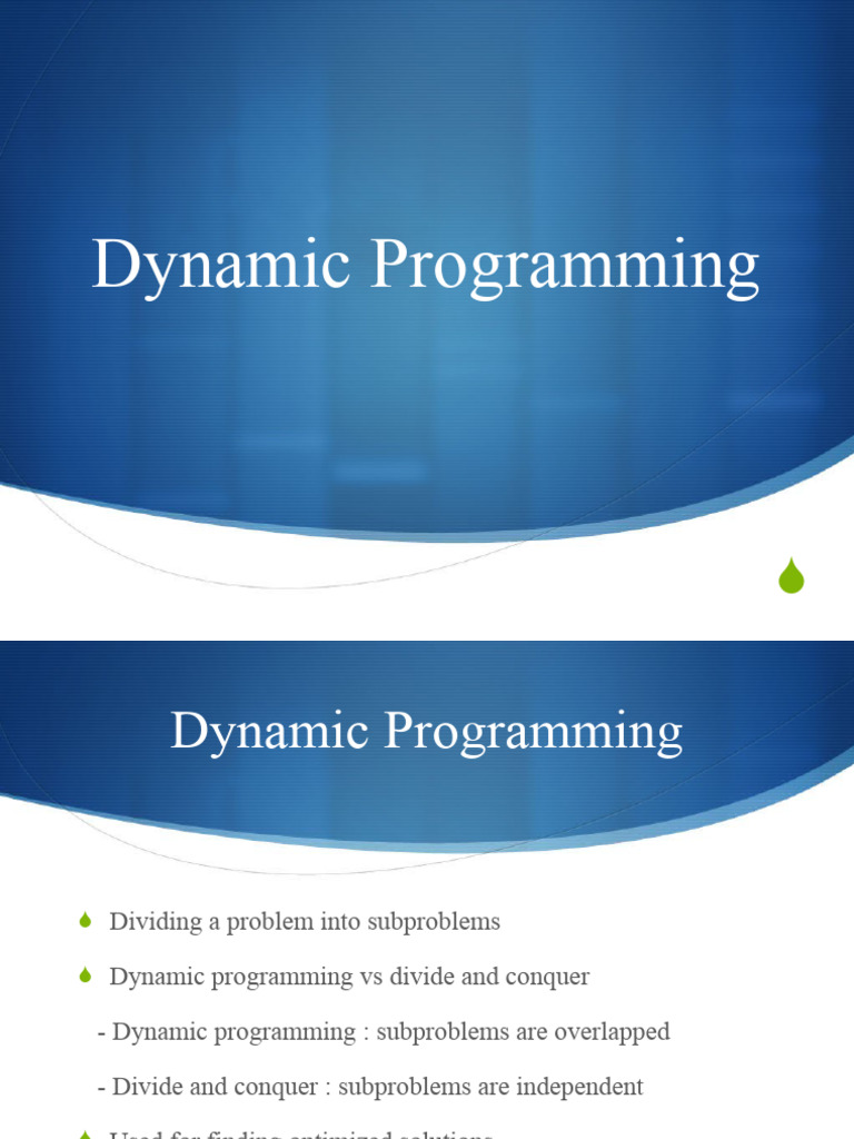 Dynamic Programming | PDF | Dynamic Programming | Algorithms And Data Structures