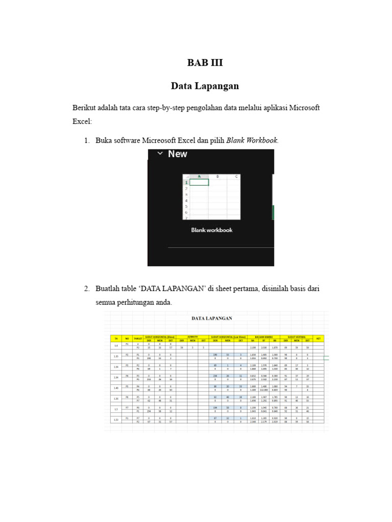 Panduan Pengolahan Data Lapangan Excel | PDF