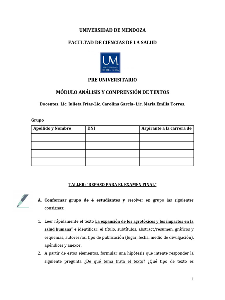 Taller Repaso Examen Final | PDF | Ciencia y matemáticas
