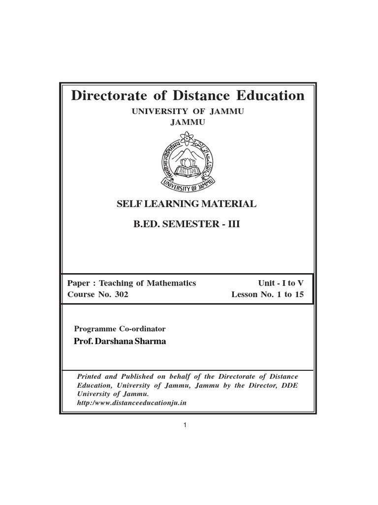 B.Ed Math Teaching Guide | PDF | Teachers | Learning