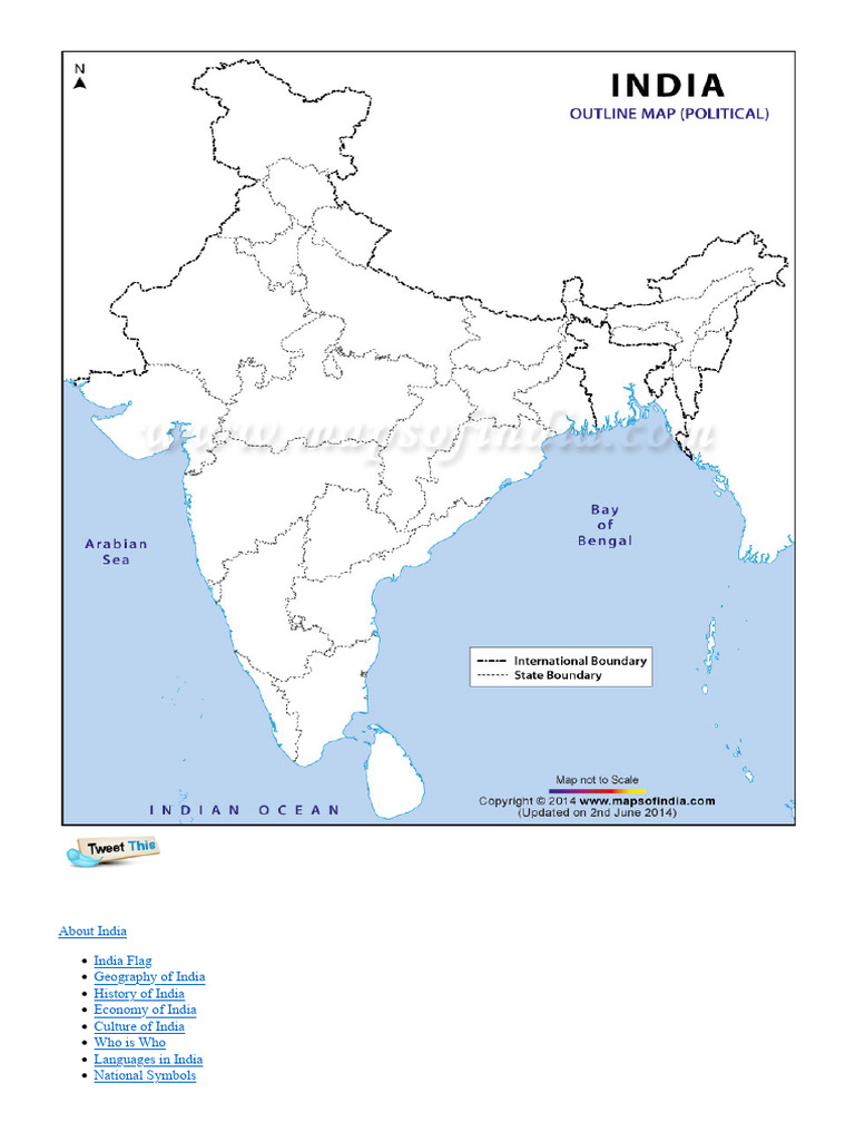 India Political Map in A4 Size | PDF