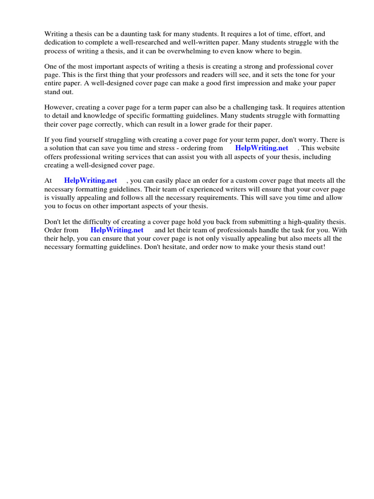 How To Make A Cover Page For Term Paper | PDF | Apa Style | Thesis