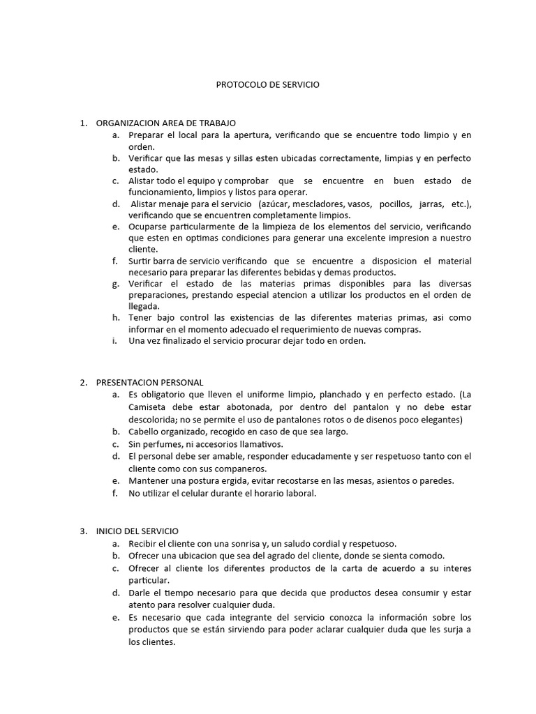 Protocolo de Servicio | PDF