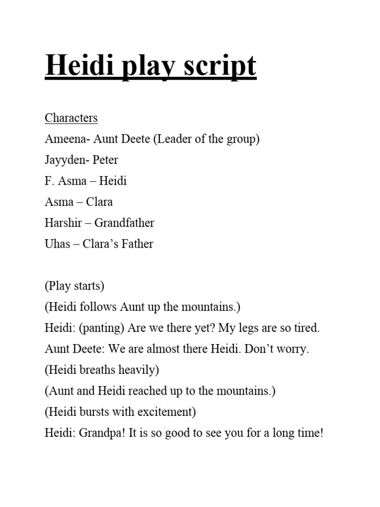 Heidi Play Script | PDF