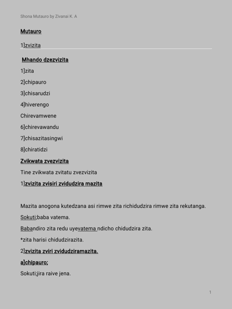 Mutauro Gramar | PDF