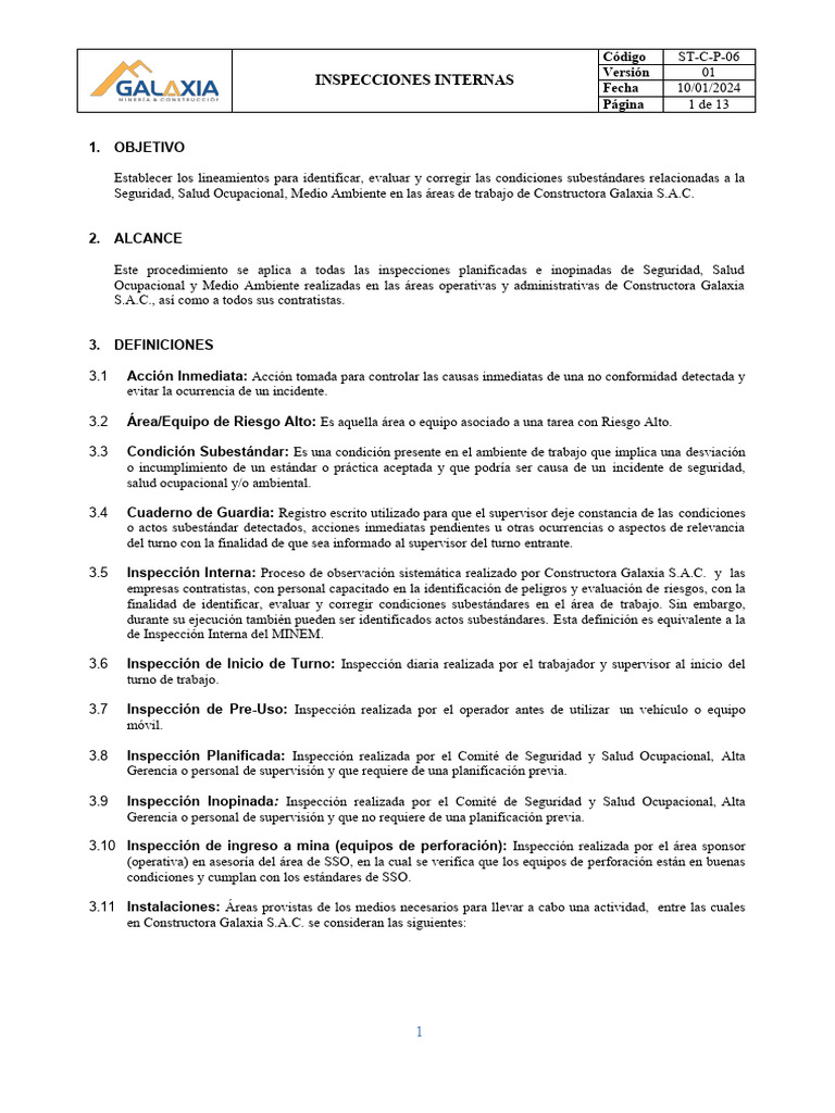 SSYMA P04.02 Inspecciones Internas V13 | PDF | Seguridad y salud ocupacional