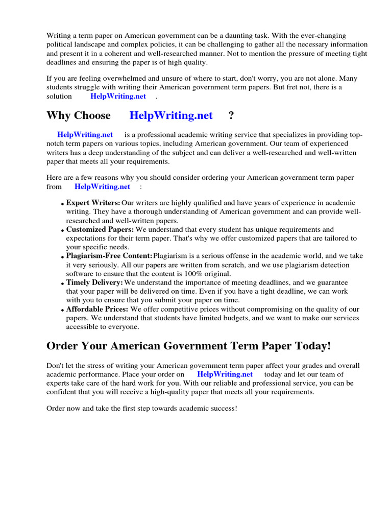 American Government Term Paper Help | PDF | American Government ...