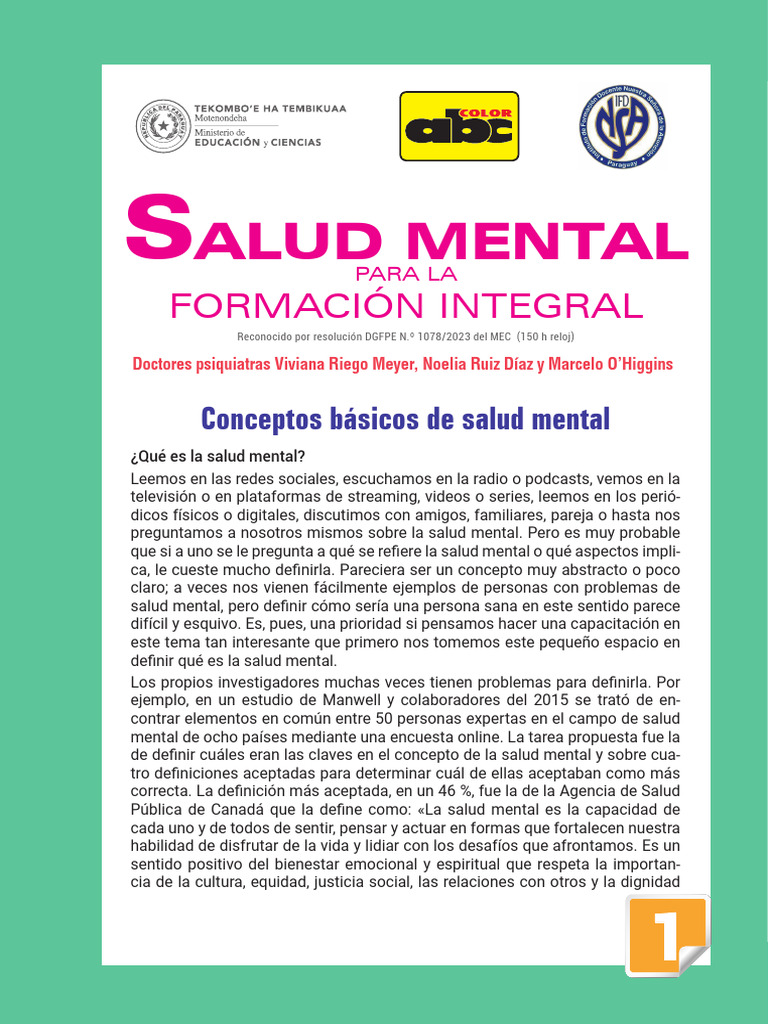 Salud Mental para La Formacion Integral 1 | Descargar gratis PDF | Motivacional | Motivación