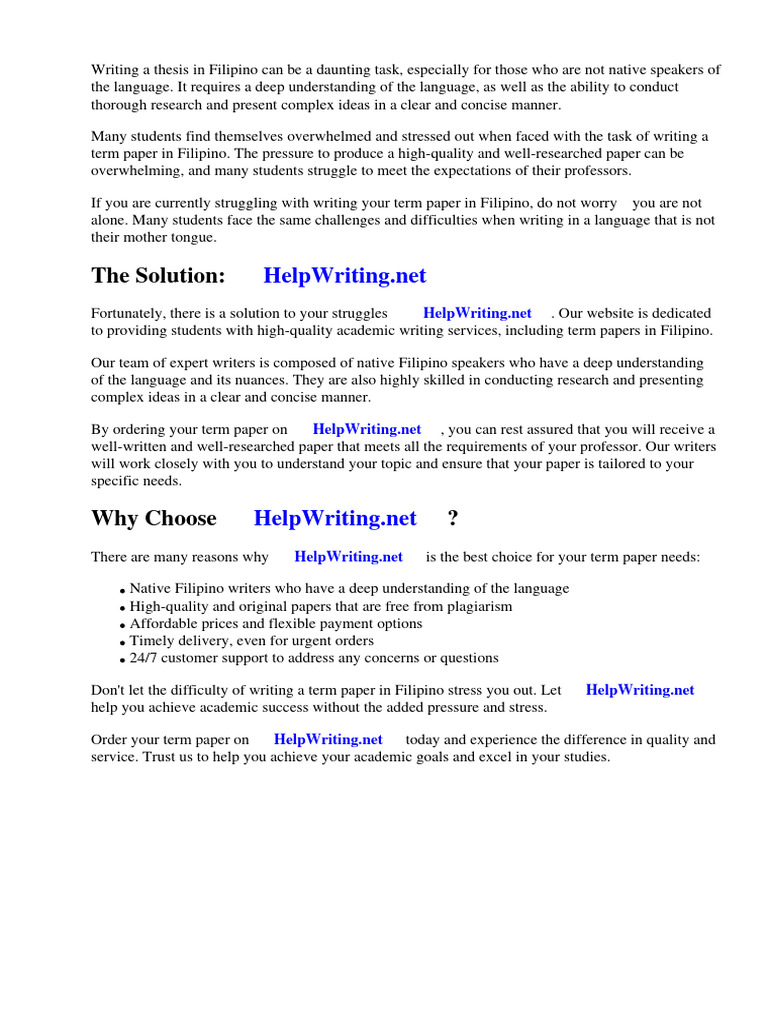 Mga Term Paper Sa Filipino | PDF | Tagalog Language | Academic Publishing
