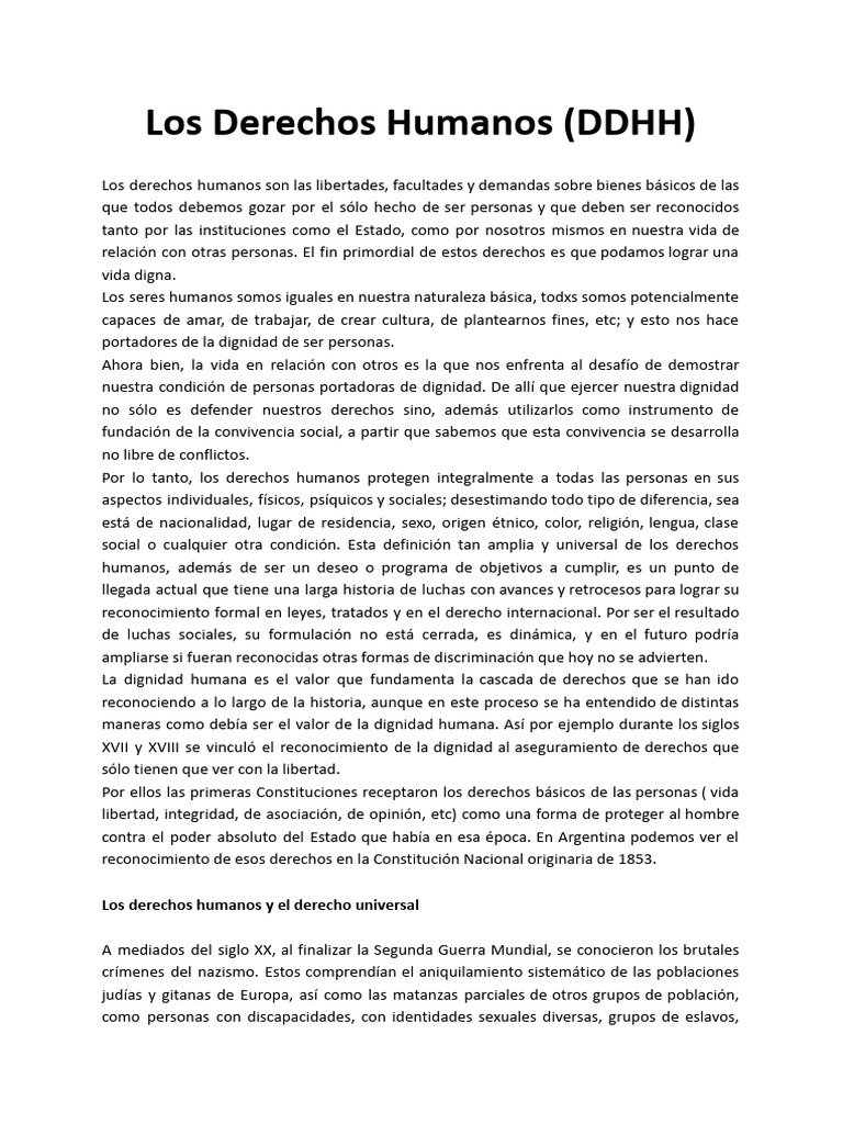 Todo Sobre Los DDHH (Derechos Humanos) | PDF | Derechos humanos | Derechos