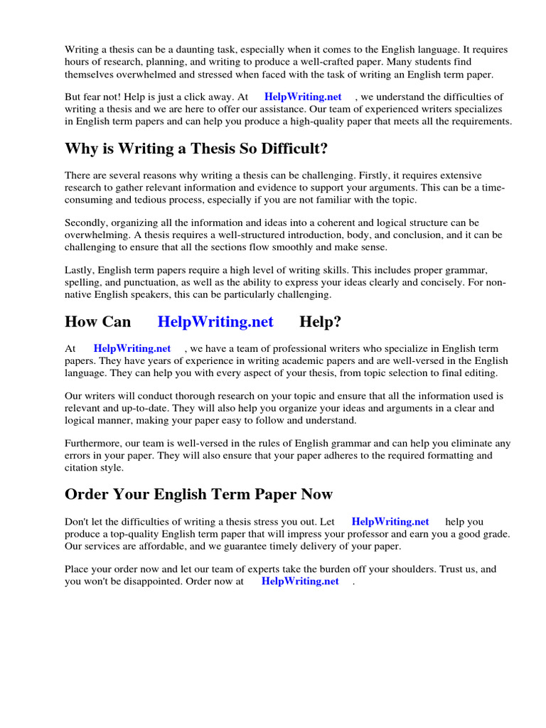 English Term Paper Sample | PDF | Plagiarism | Citation