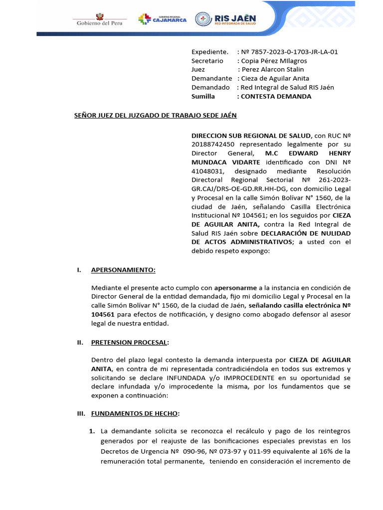 Exp 7857-2023 - Decretos de Urgencia | Descargar gratis PDF | Demanda judicial | Salario