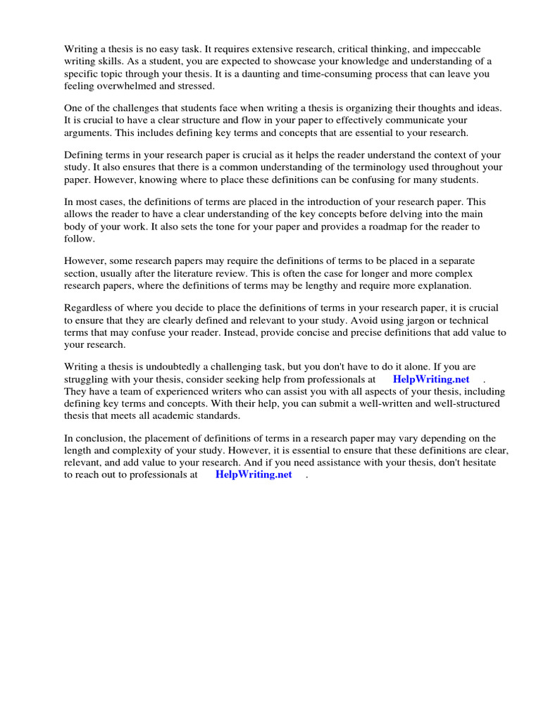 Where To Put Definition of Terms in Research Paper | PDF | Apa Style ...