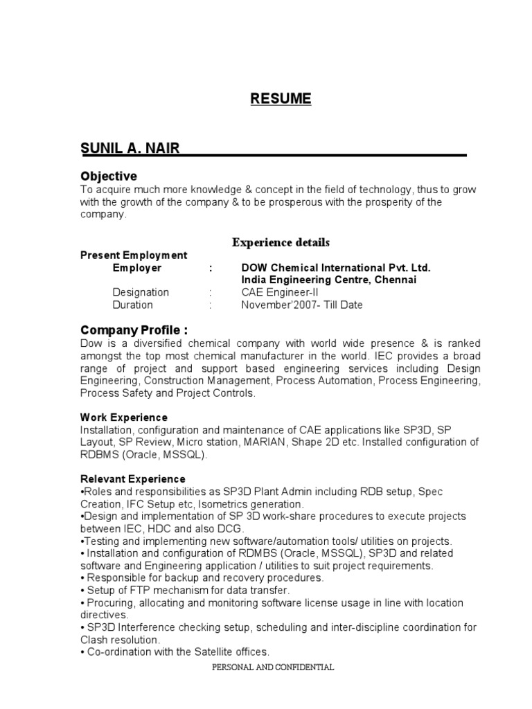 CAE Engineer Resume - Dow Chemical | PDF | Oracle Database | Oil Tanker
