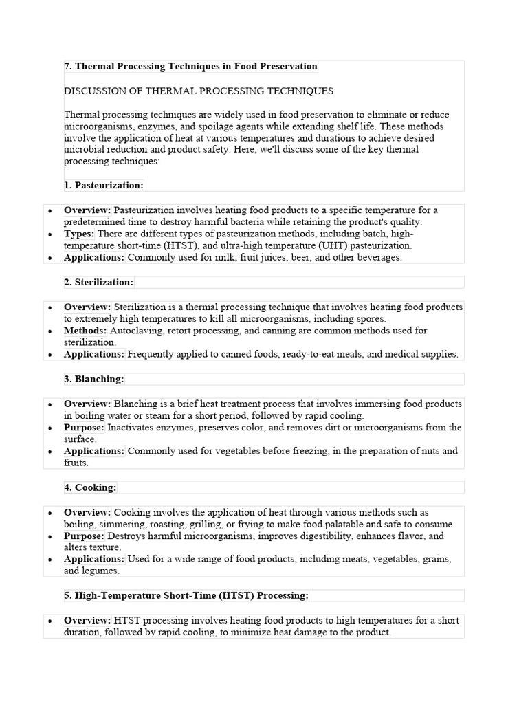Thermal Processing Techniques Overview | PDF | Food Preservation | Cooking