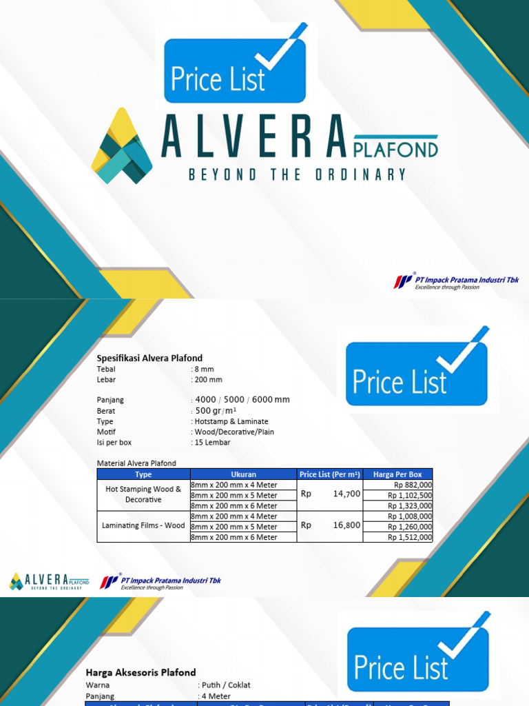 Daftar Harga Alvera Plafon PVC | PDF | Griya & Taman