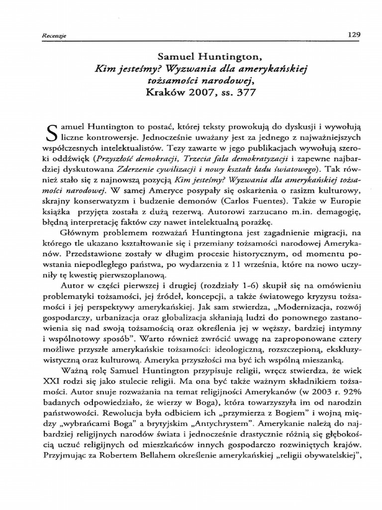 Samuel Huntington Kim Jestesmy Wyzwania | PDF