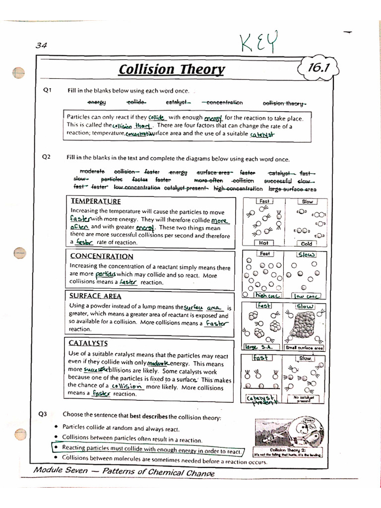 Collision Theory Page 1 KEY | PDF