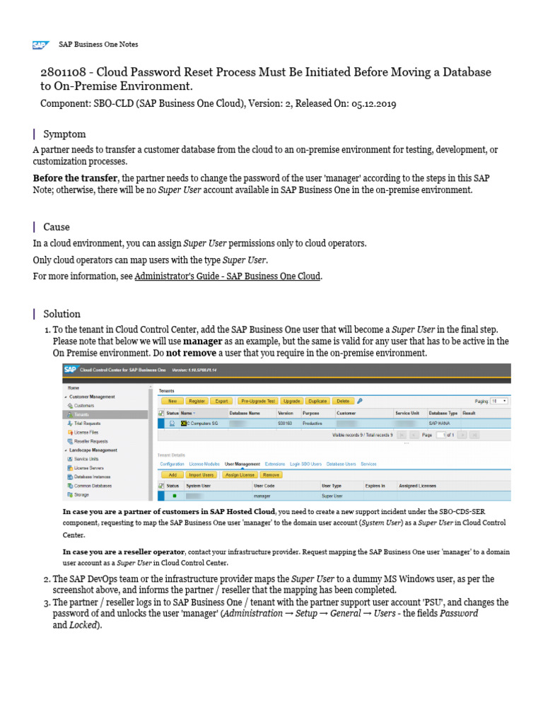 Cloud Password Reset Process Must Be Initiated Before Moving A Database To On-Premise ...