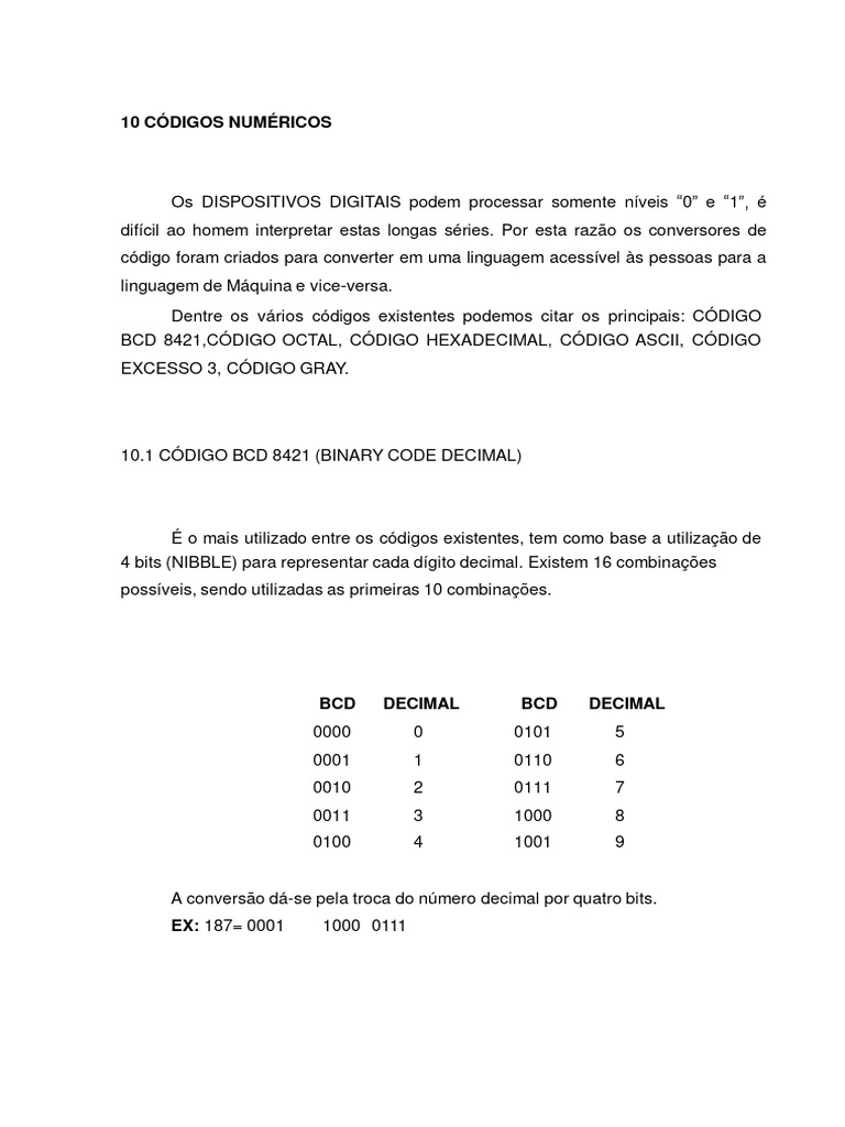 Codigos Numericos | PDF | Codificação binária decimal | Ascii
