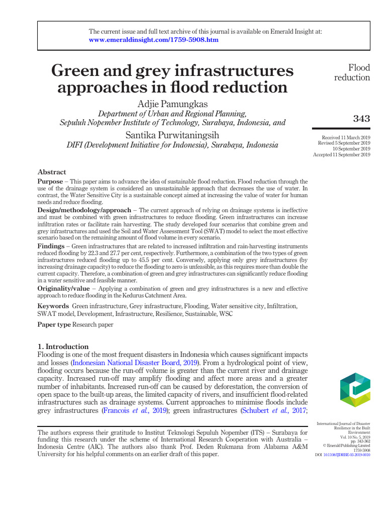 Green and Grey Infrastructure Approaches in Flood Reduction | PDF ...
