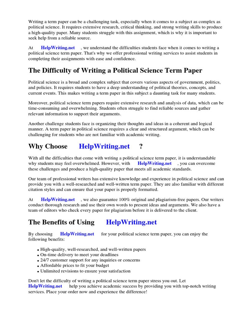 How To Write A Political Science Term Paper | PDF | Science | Methodology