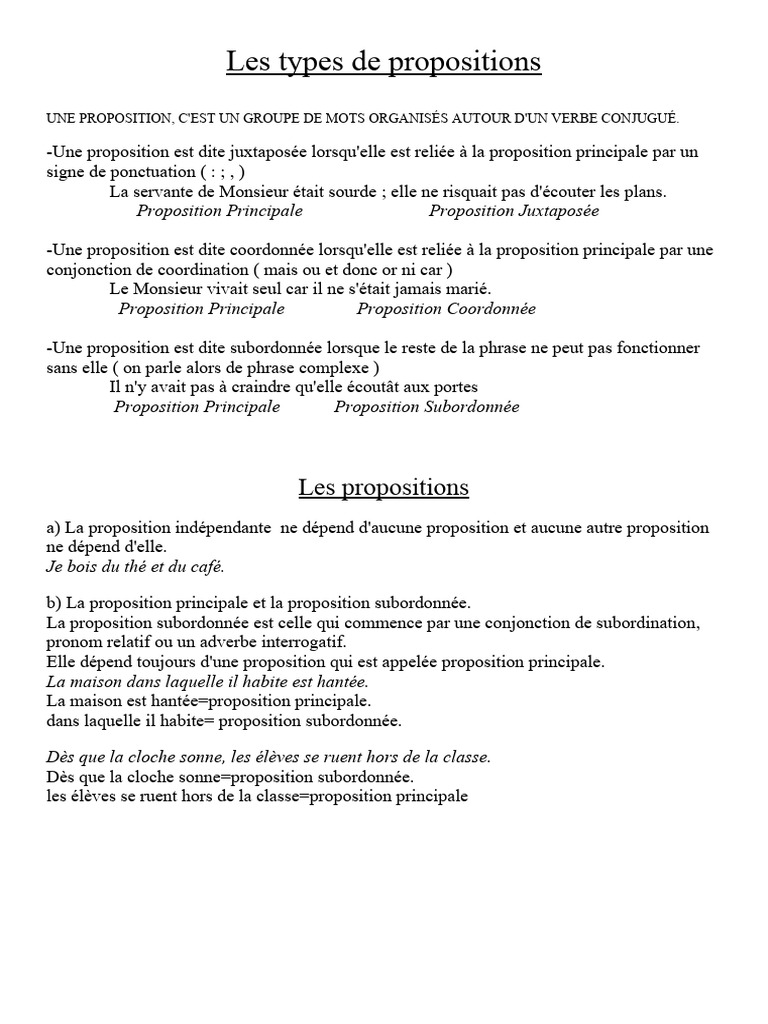 Les 3 Propositions+3exs | PDF | Clause | Mécanique du langage