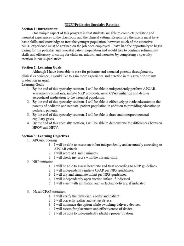 specialty rotation nicu peds | PDF | Neonatal Intensive Care Unit ...