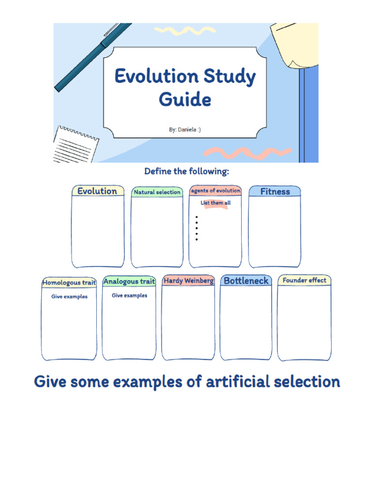 Evolution Study Guide | PDF | Dominance (Genetics) | Genotype