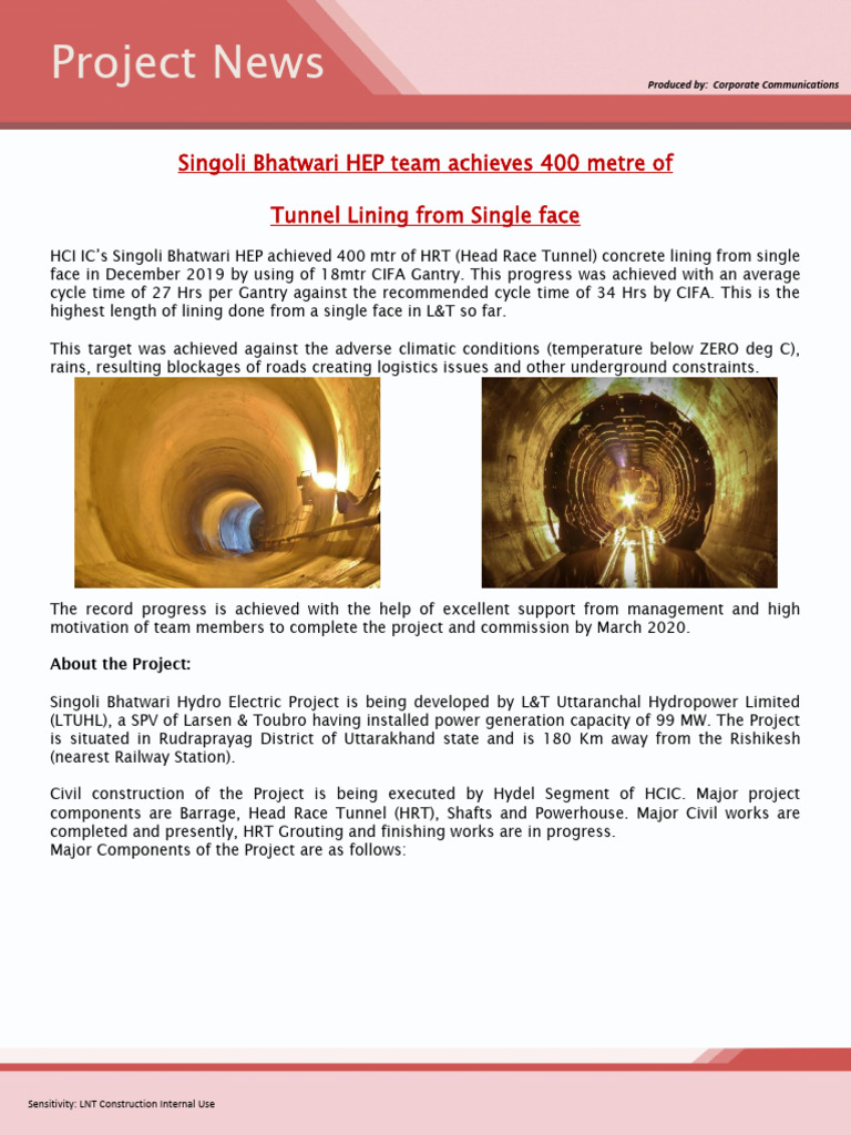 Tunnel Lining Milestone at Singoli HEP | PDF | Computers | Technology & Engineering