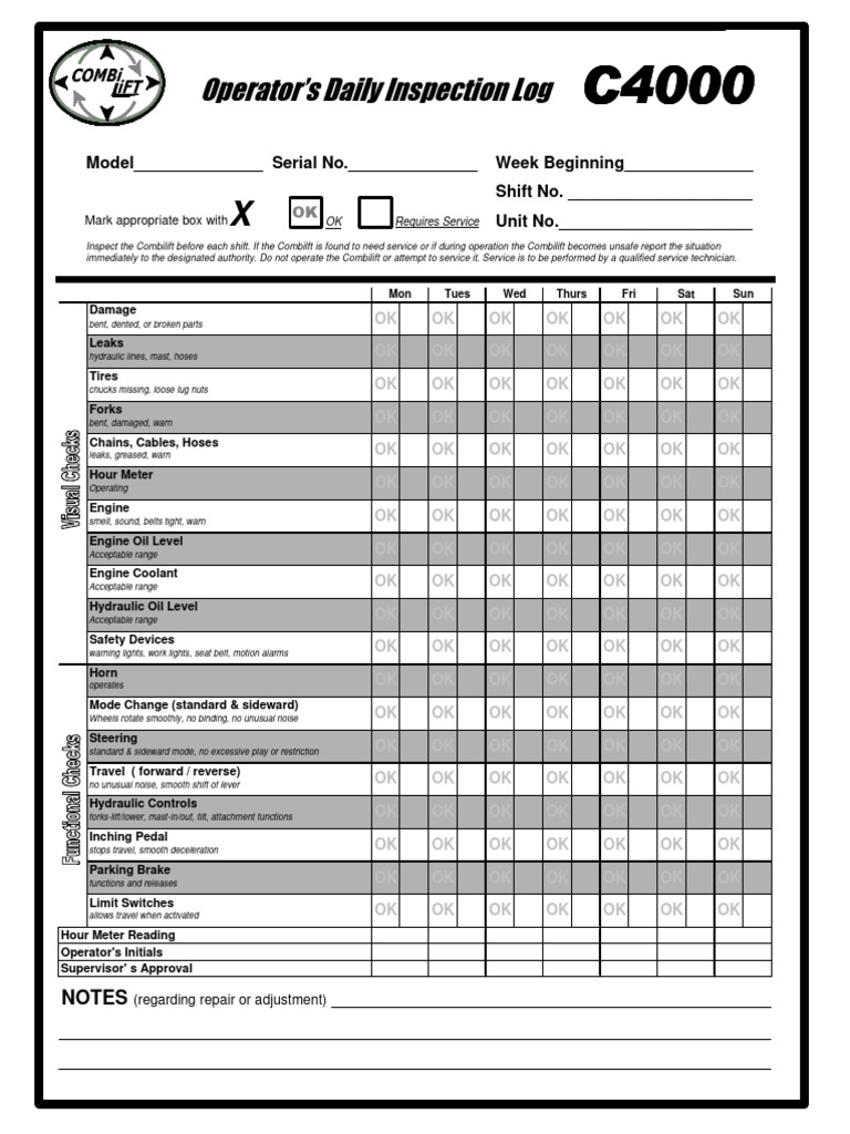 Daily Inspection Sheet | PDF | Automotive Industry | Vehicle Technology