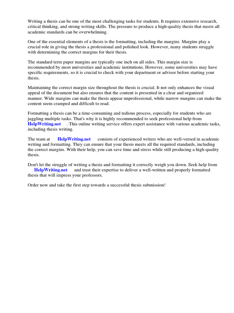 Standard Term Paper Margins | PDF | Thesis | Microsoft Word